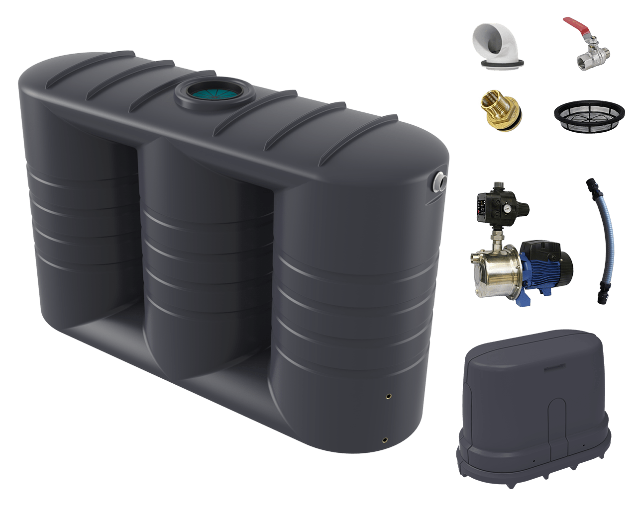 5000L Slimline Water Tank and Garden Pump Package - Bushman Tanks