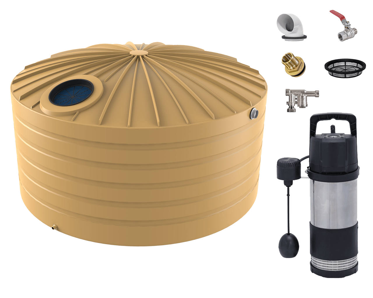 10000L Squat Poly Water Tank & Submersible Pump Package